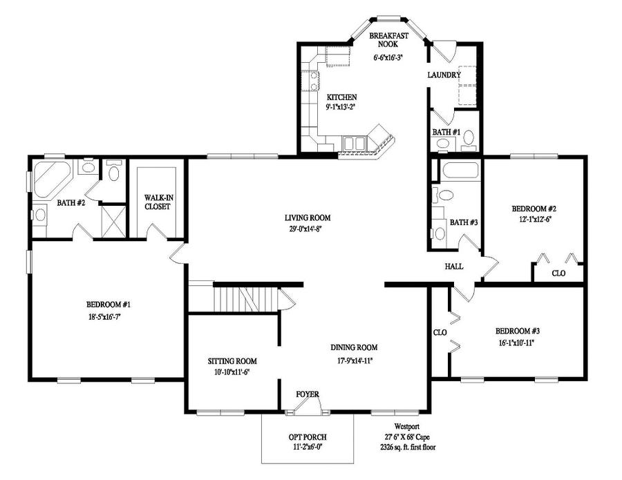 Westport I | 3702 Square Foot Cape Floor Plan