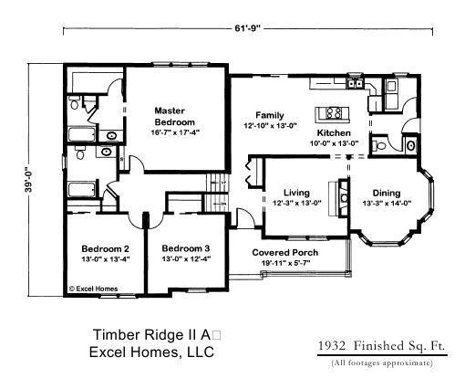 Timber Ridge | 1947 Square Foot Ranch Floor Plan
