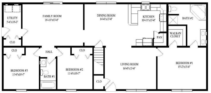Willow Creek – PBS | 1760 Square Foot Ranch Floor Plan
