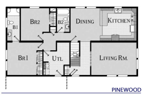 Pinewood – CHS | 1430 Square Foot Ranch Floor Plan