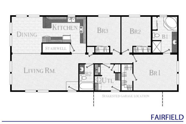 Fairfield – CHS | 1564 Square Foot Ranch Floor Plan