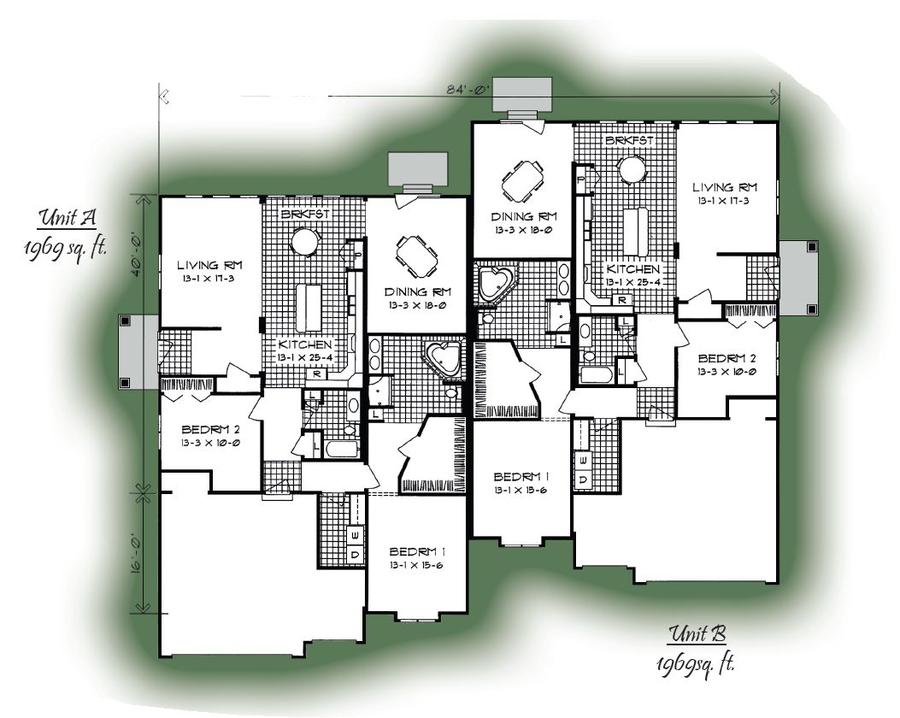 Manhattan B | 3808 Square Foot Multi-family Floor Plan