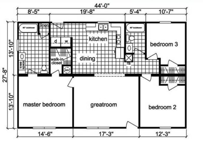 Poplar | 1217 Square Foot Ranch Floor Plan