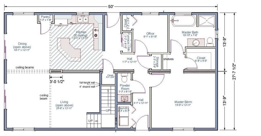 Rockwell Cape | 1400 Square Foot Cape Floor Plan