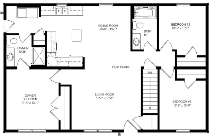 Marston | 1216 Square Foot Ranch Floor Plan