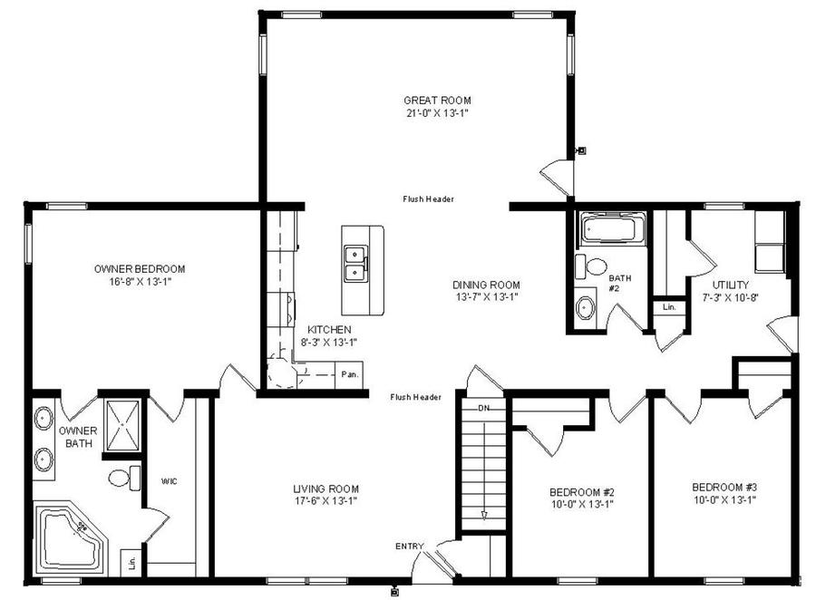 Springfield I | 1861 Square Foot Ranch Floor Plan