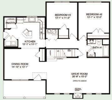 Cedar Ridge (Plan B) (AML-024) | 2423 Square Foot Cape Floor Plan