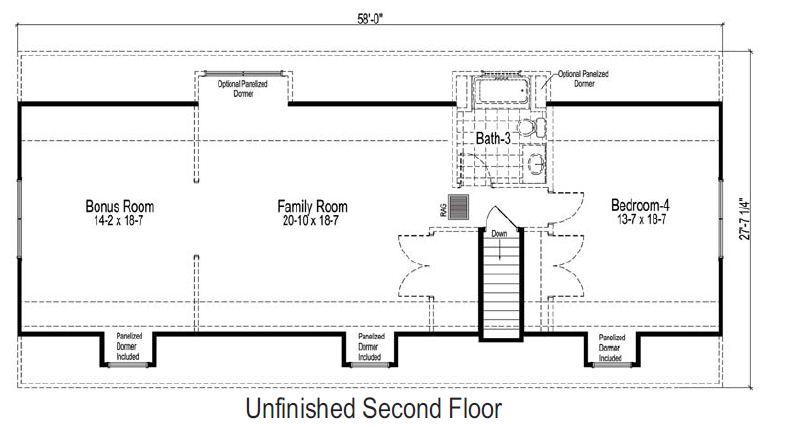 Mayberry II | 2623 Square Foot Cape Floor Plan